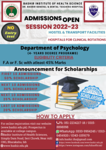 Admissions – Bashir Institute of Health Sciences